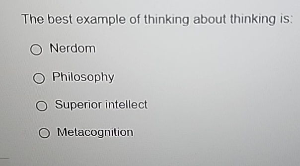 Solved The best example of thinking about thinking | Chegg.com
