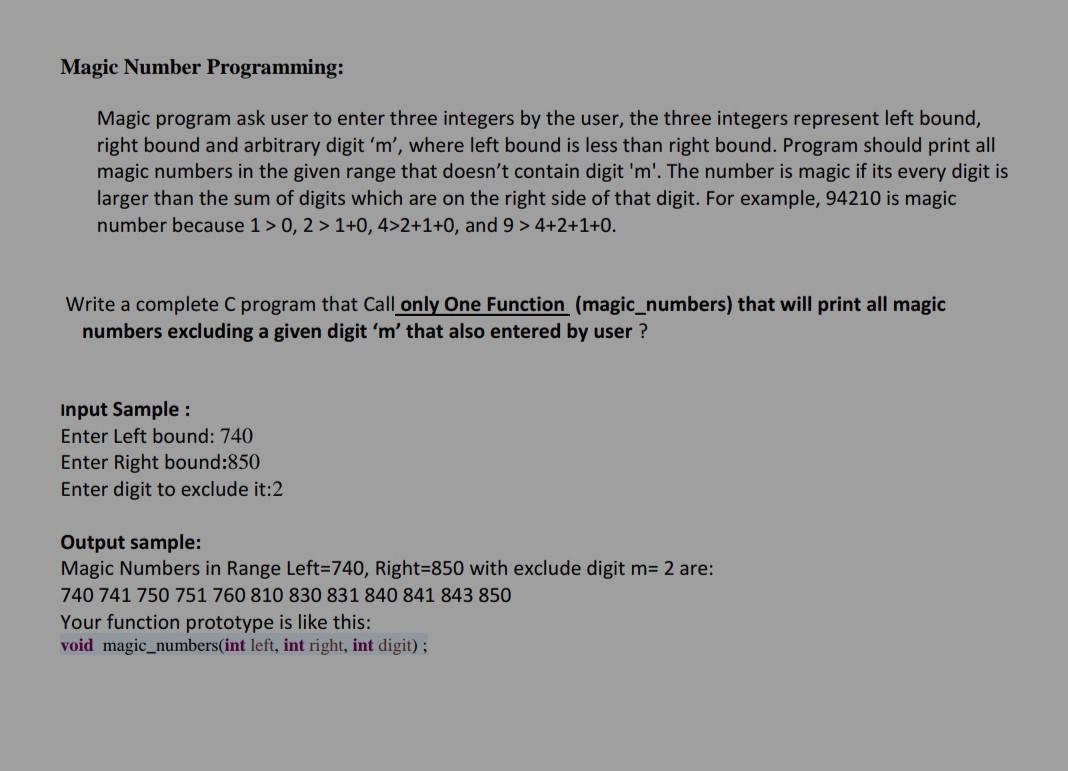 Solved Magic Number Programming: Magic program ask user to | Chegg.com
