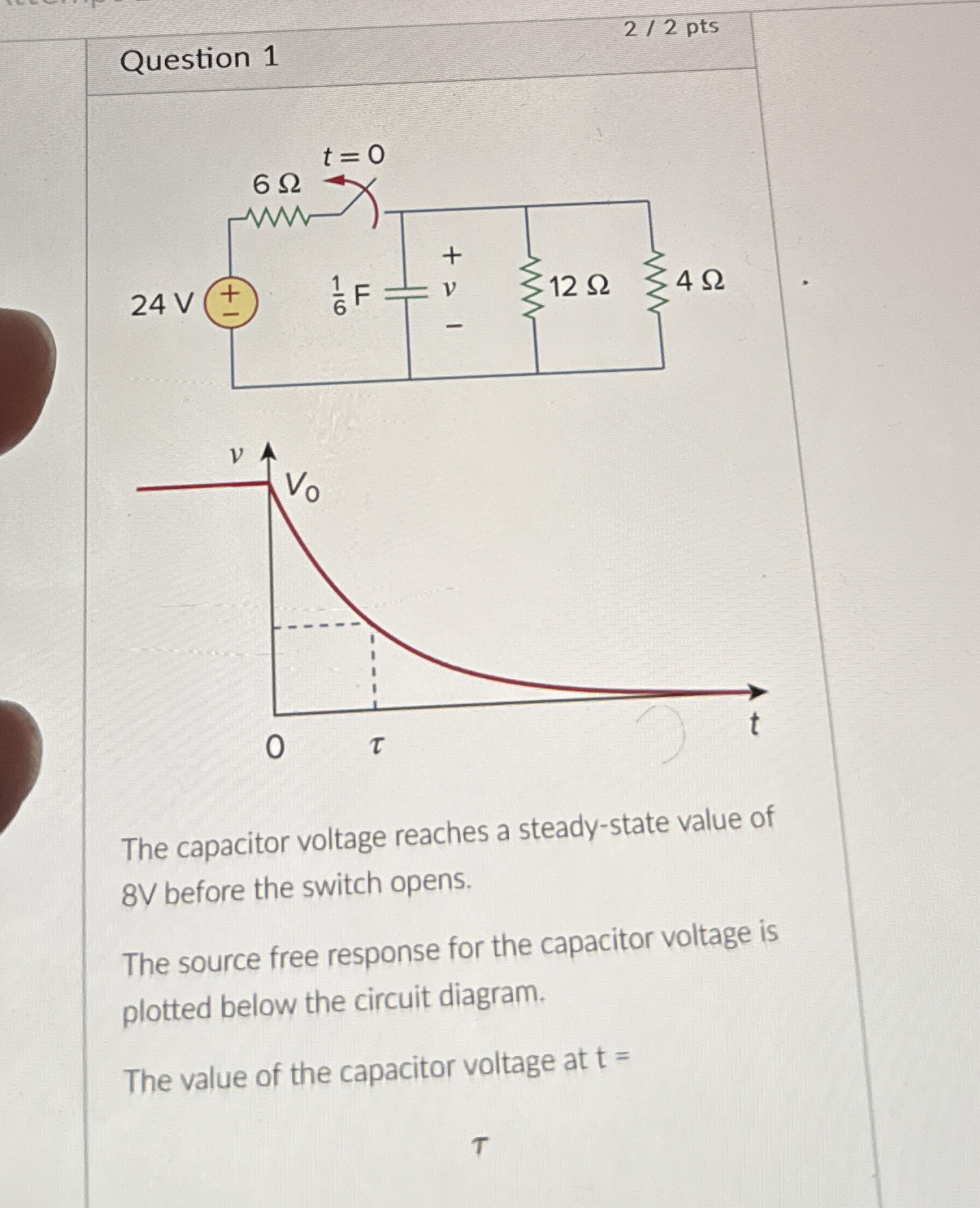 Question 122 ﻿pts The capacitor voltage reaches a | Chegg.com