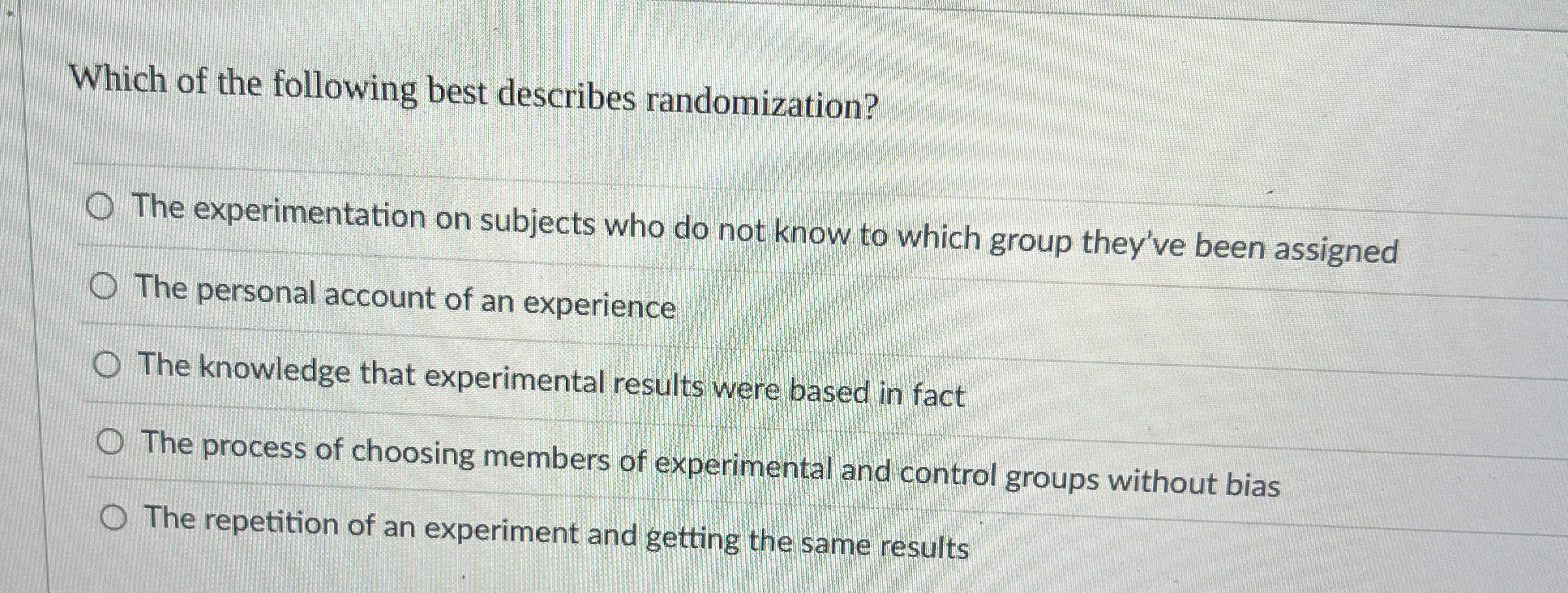 Solved Which of the following best describes | Chegg.com