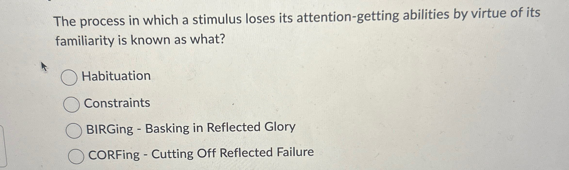 Solved The process in which a stimulus loses its | Chegg.com