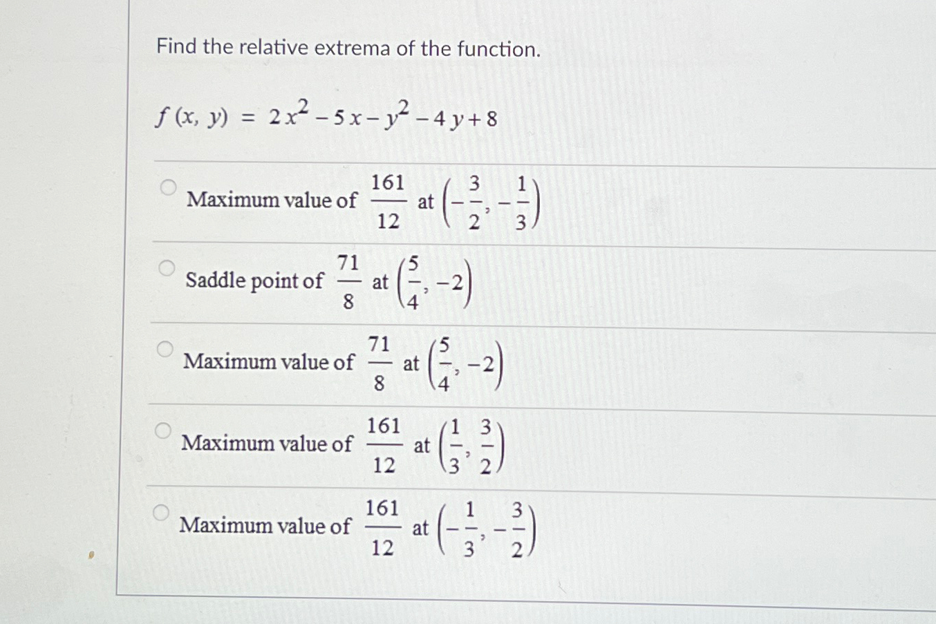 Solved Find the relative extrema of the | Chegg.com