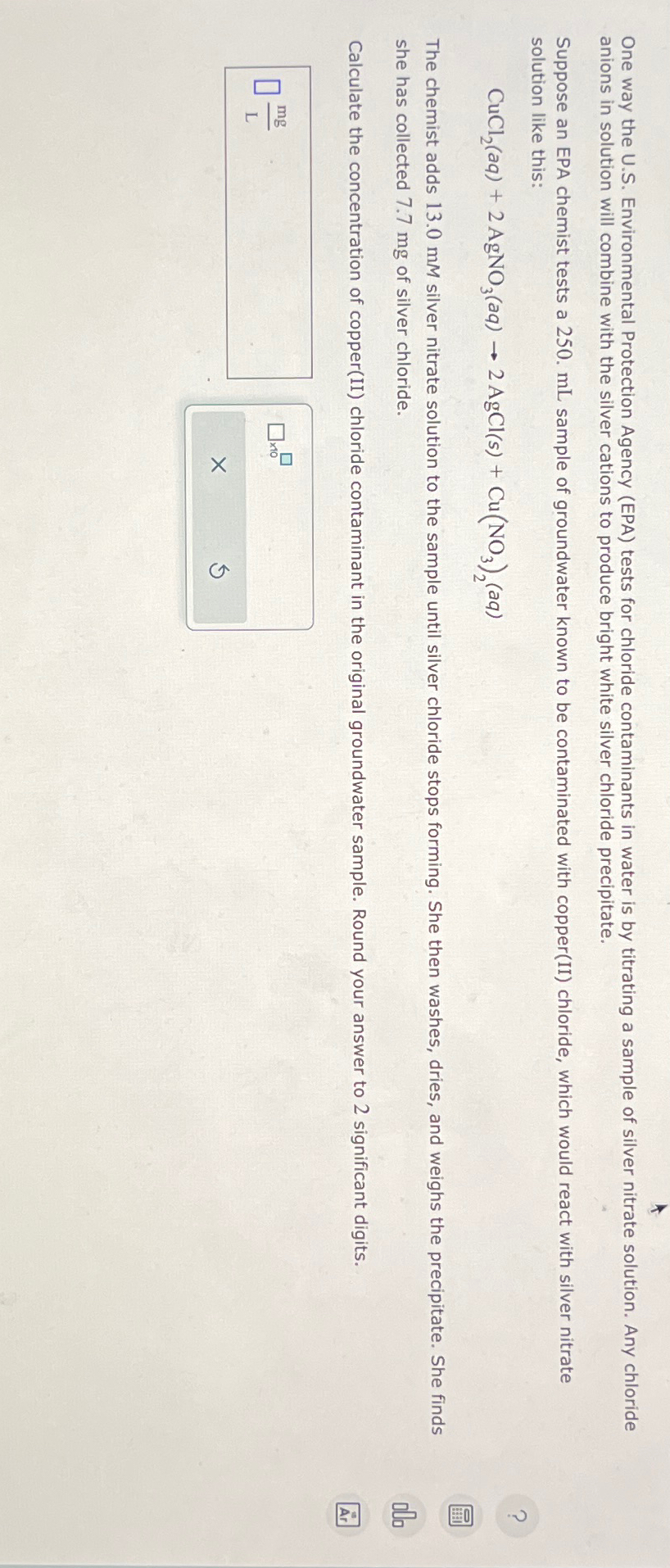 Solved One way the U.S. ﻿Environmental Protection Agency | Chegg.com