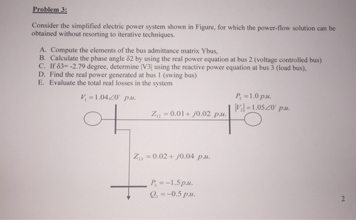Solved Problem 3: Consider the simplified electric power | Chegg.com