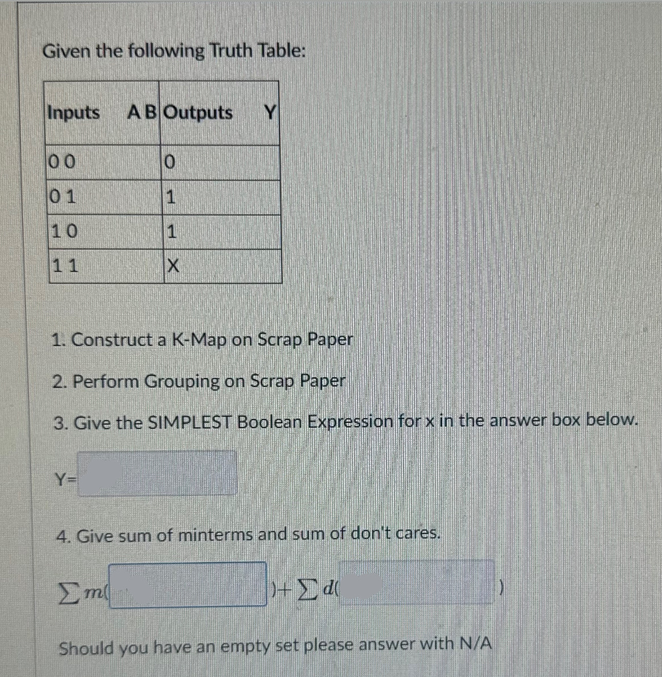 Solved Given The Following Truth Table 