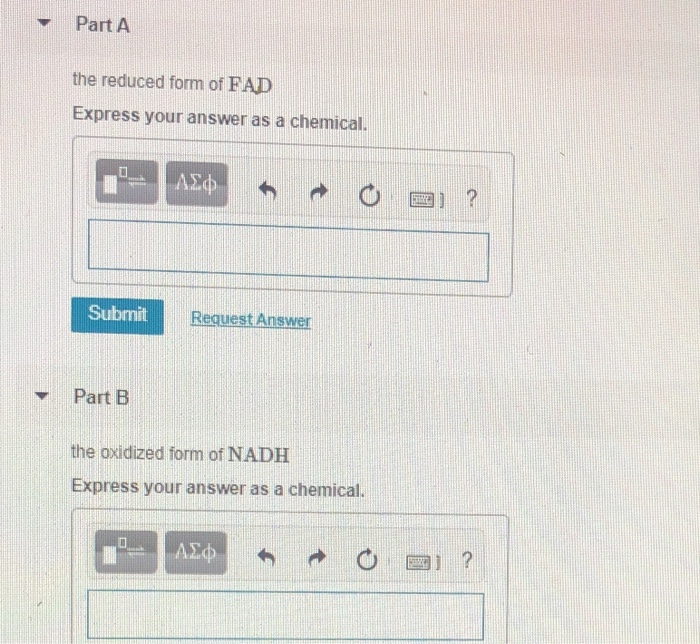 Solved Part A the reduced form of FAD Express your answer as | Chegg.com