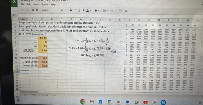 Solved Response time of computer is an important quality | Chegg.com