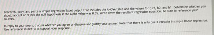Solved Research, copy, and paste a simple regression Excel | Chegg.com