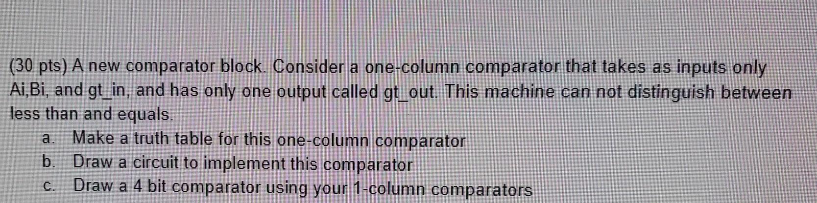 Solved (30 pts) A new comparator block. Consider a | Chegg.com