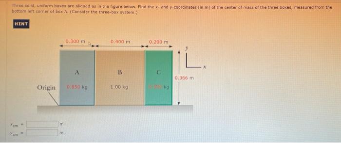 Solved Three solid, uniform boxes are aligned as in the | Chegg.com