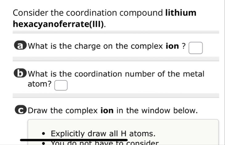 Solved Consider the coordination compound lithium | Chegg.com