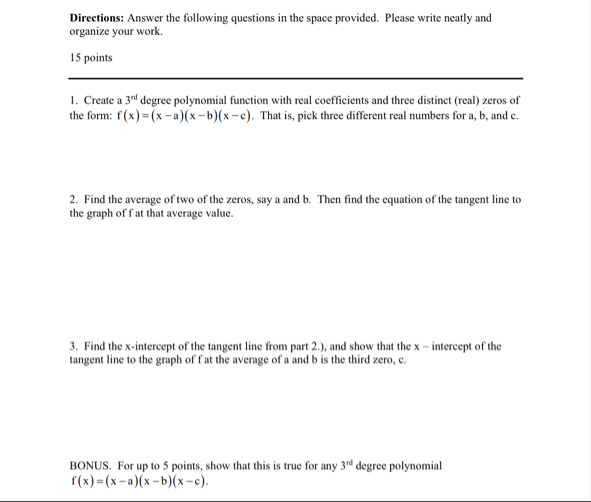 Solved Directions: Answer the following questions in the | Chegg.com