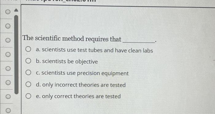 Solved The scientific method requires that a. scientists use | Chegg.com