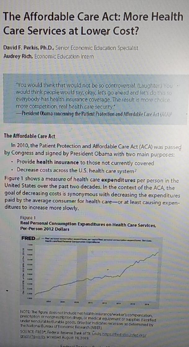 The Affordable Care Act: More Health Care Services at | Chegg.com