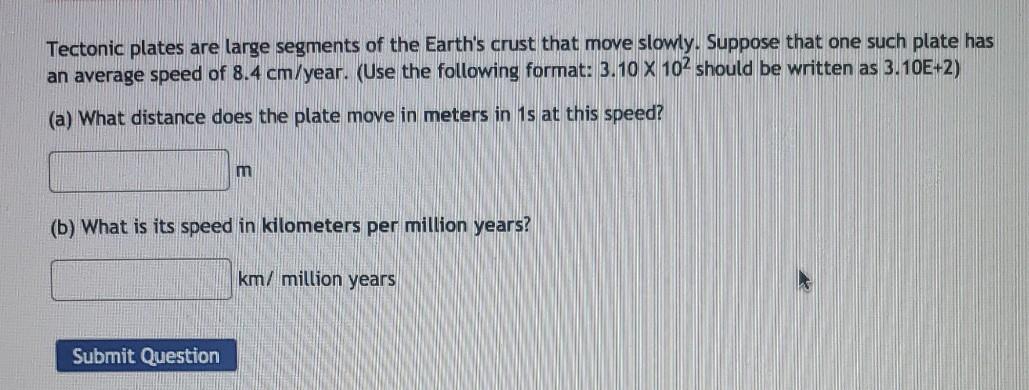Solved Tectonic plates are large segments of the Earth's | Chegg.com