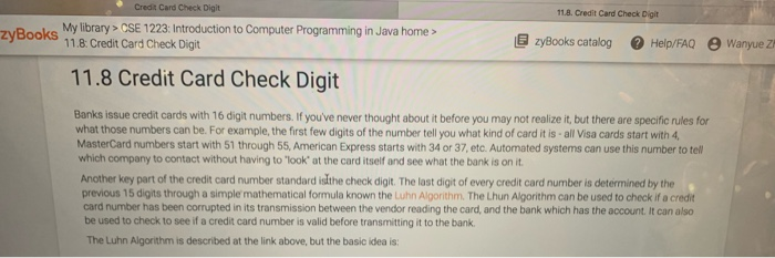 Credit Card Check Digit 11.8. Credit Card Check Digit | Chegg.com