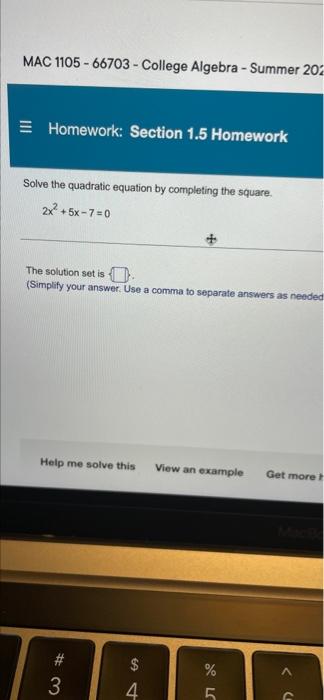 Solved MAC 1105-66703 - College Algebra - Summer 202 | Chegg.com