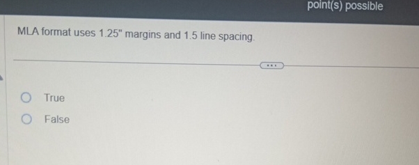 Solved MLA format uses 1.25'' ﻿margins and 1.5 ﻿line | Chegg.com