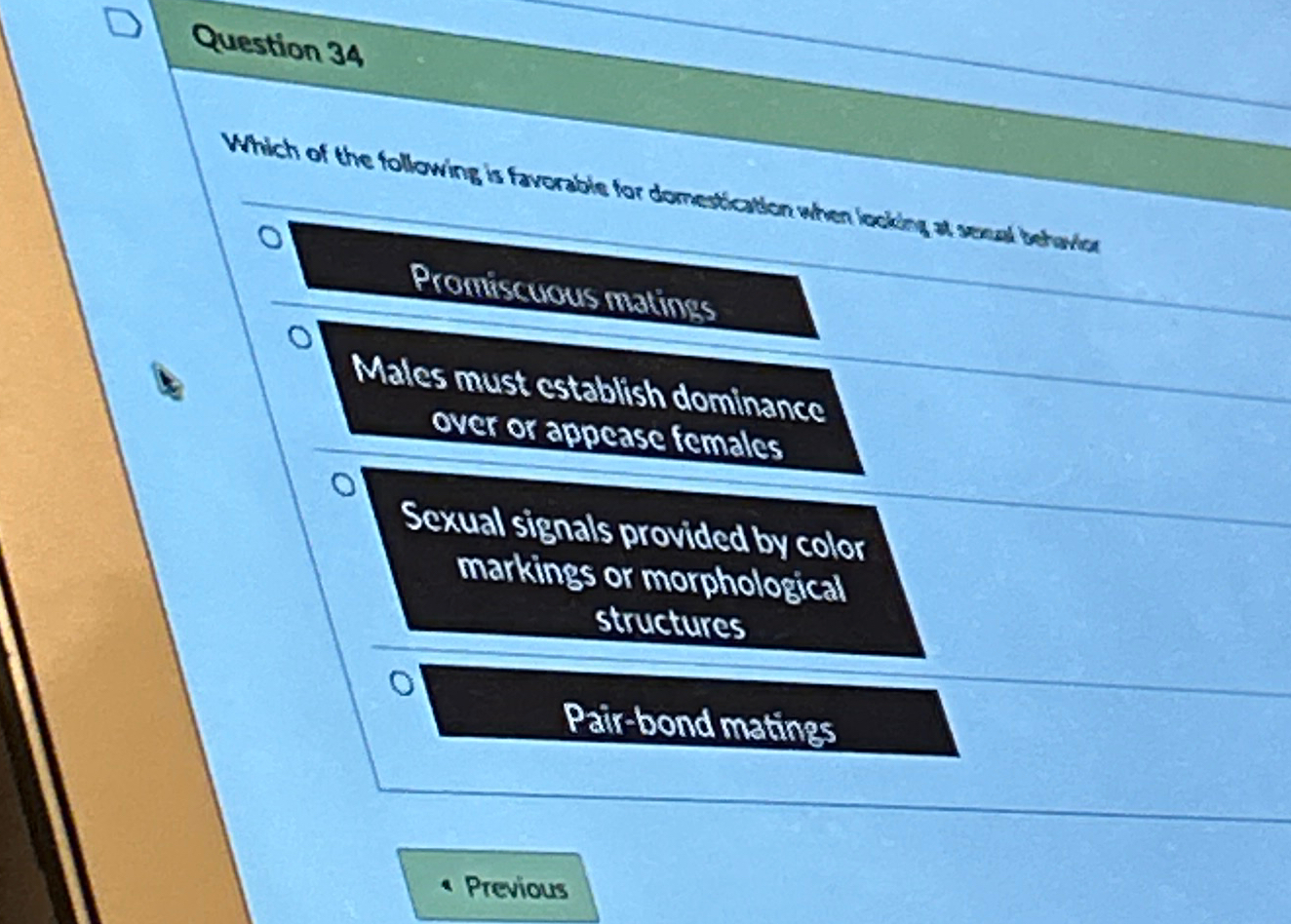 Solved which of the following is favorable for domestication | Chegg.com