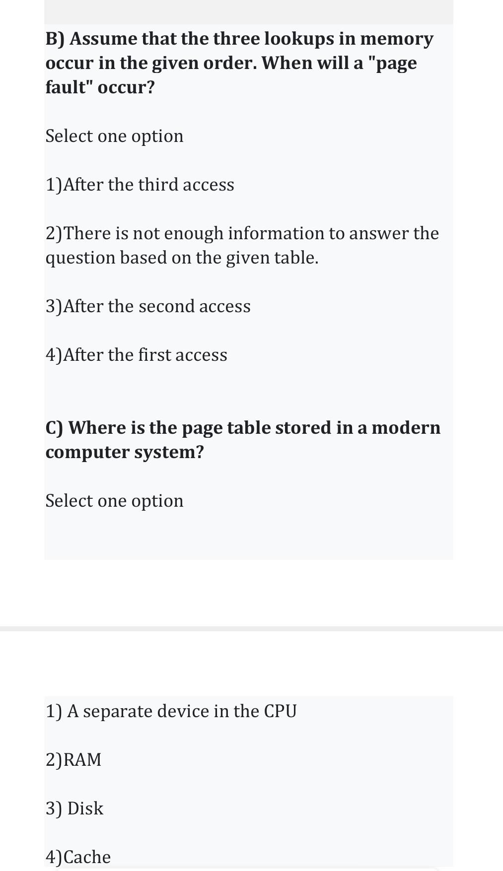 Solved Question 10 Virtual memory The following exercises | Chegg.com
