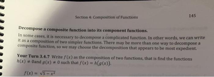 Solved Section 4: Composition of Functions 145 Decompose a | Chegg.com