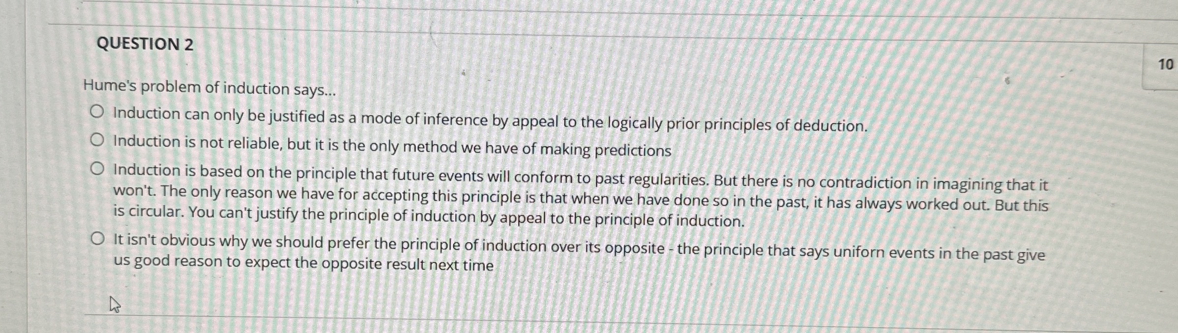 Solved QUESTION 2Hume's problem of induction | Chegg.com