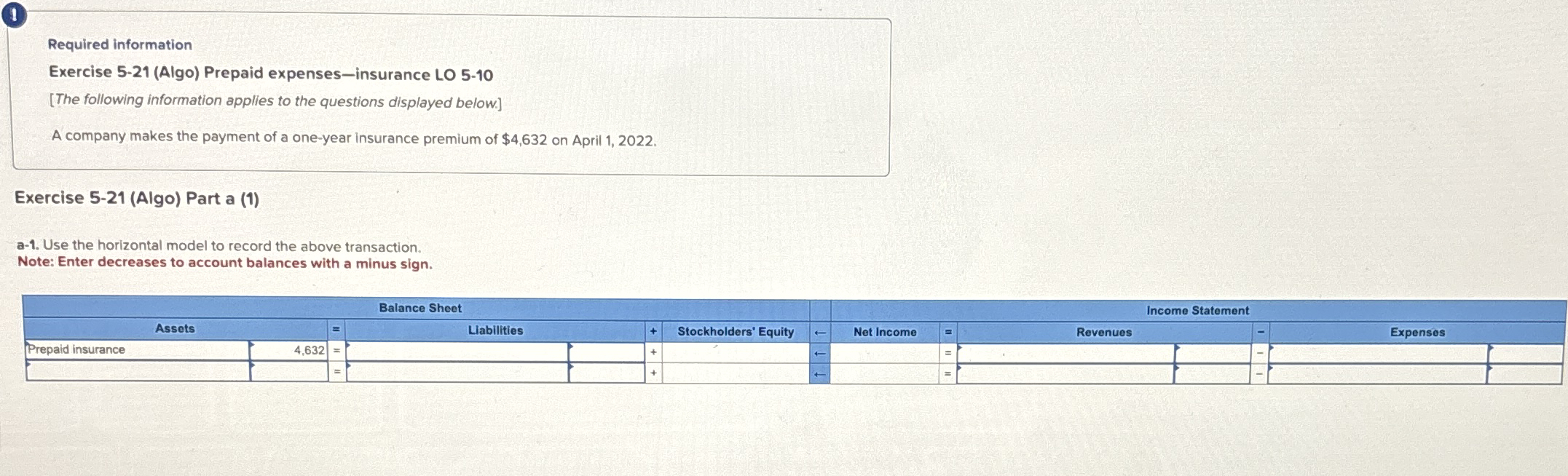 Solved (1)Required informationExercise 5-21 (Algo) ﻿Prepaid | Chegg.com