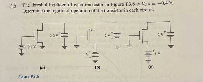 Solved 3.6 The threshold voltage of each transistor in | Chegg.com