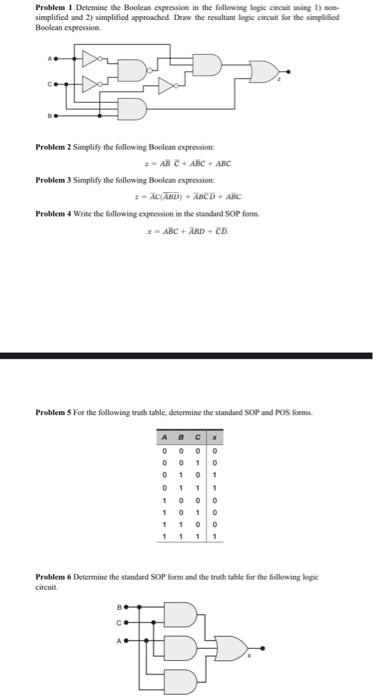 Solved Problem 1 Detemine the Boolean expressiog in the | Chegg.com