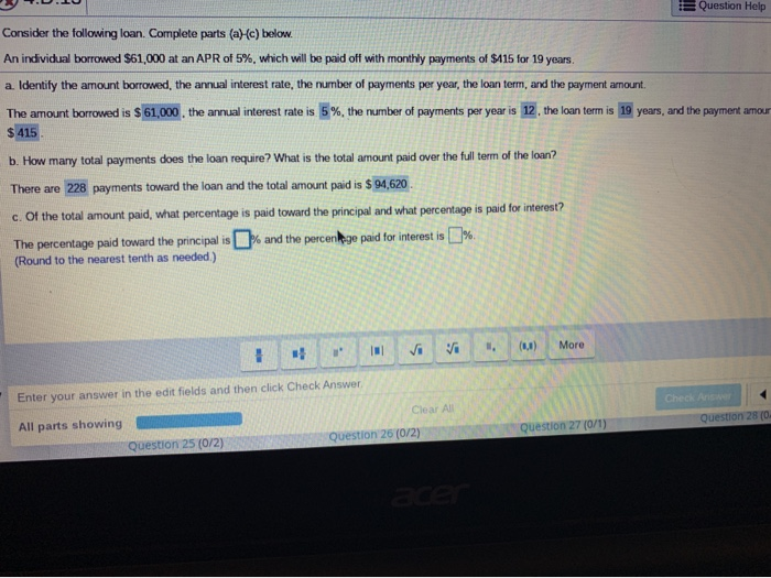 Solved c. Of the total amount paid, what percentage is paid | Chegg.com