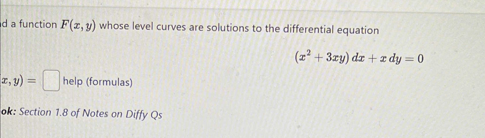 Solved d a function F(x,y) ﻿whose level curves are solutions | Chegg.com