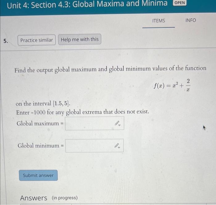 Solved Find the output global maximum and global minimum | Chegg.com