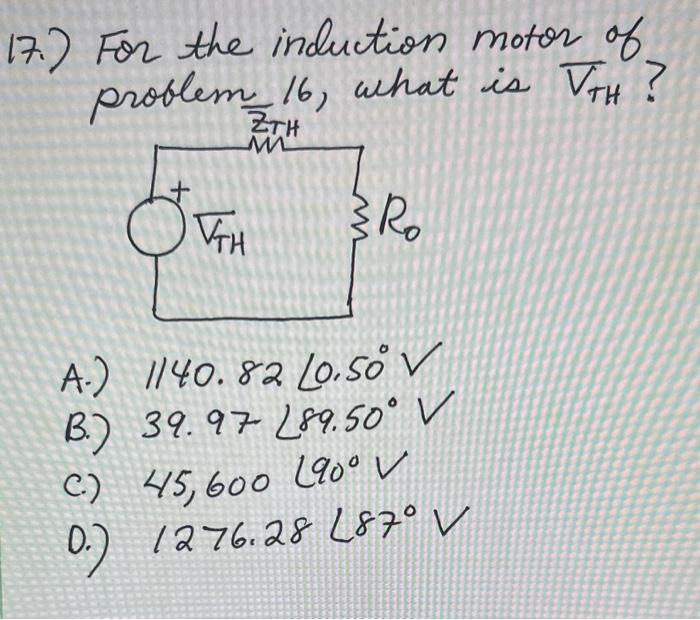 Solved 6.) Consider the 1∅ induction motor equivalent: | Chegg.com