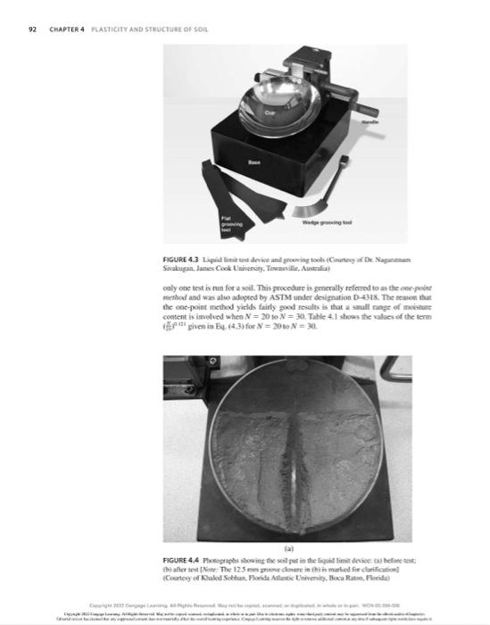 Solved Results from liquid and plastic limit tests conducted | Chegg.com