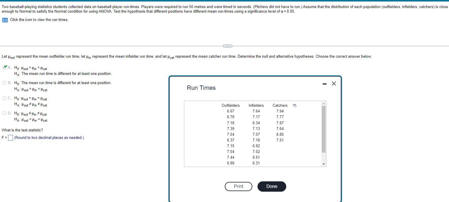 Solved Two ﻿baseball-playing statistics students collected | Chegg.com