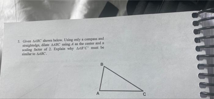 Solved Similarity Common Core Geometry Homework Problem