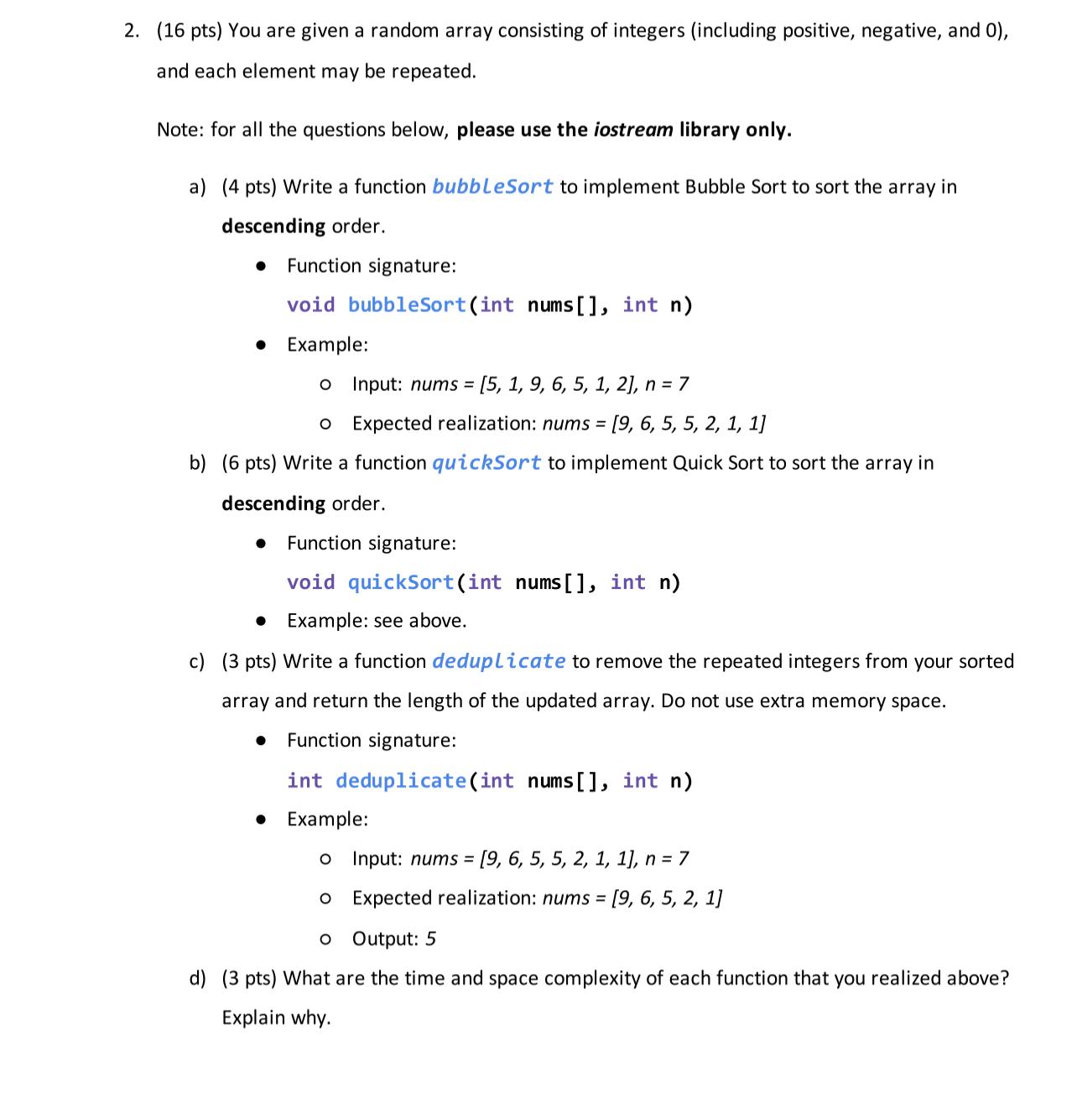 Solved (16 ﻿pts) ﻿You are given a random array consisting of | Chegg.com