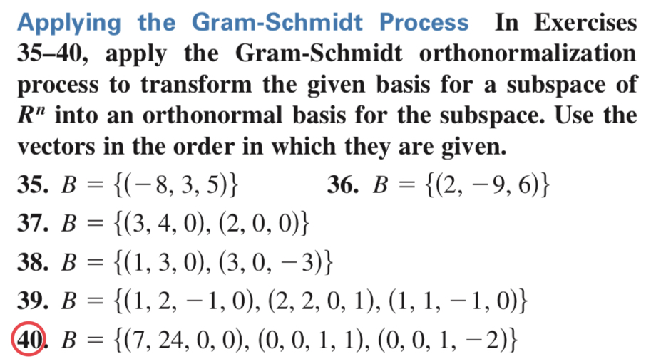 Solved Applying the Gram-Schmidt Process In Exercises35-40, | Chegg.com