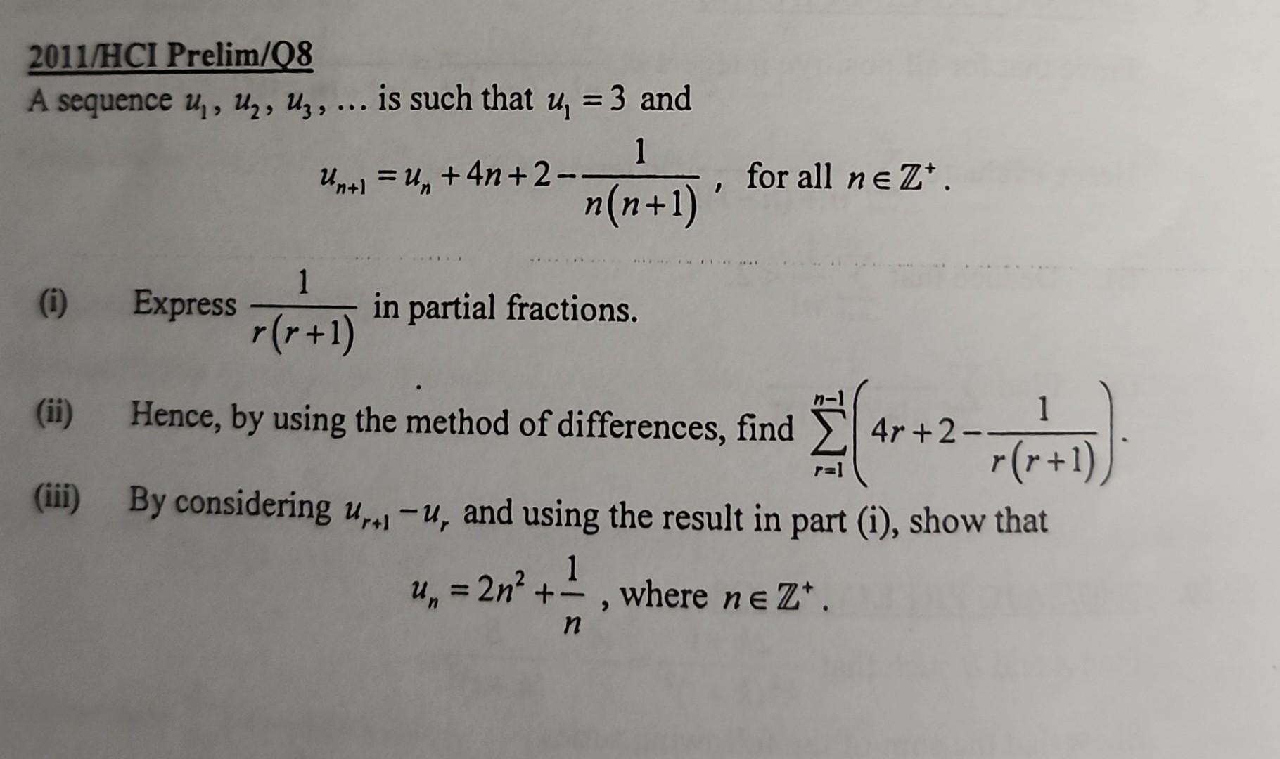Solved A sequence u1,u2,u3,… is such that u1=3 and | Chegg.com