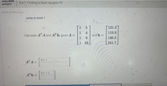 Solved Jump to level 1 Calculate ATA and ATb, given | Chegg.com