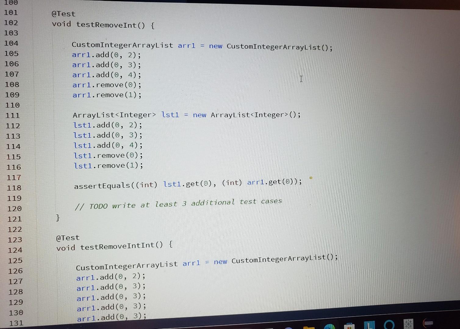 Solved assertEquals((int) Lst1.get(1), (int) arr1.get(1)); | Chegg.com