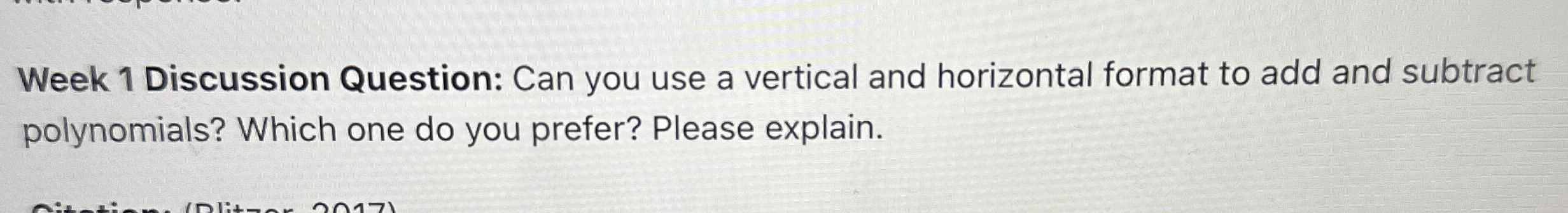 Solved Week 1 ﻿Discussion Question: Can you use a vertical | Chegg.com