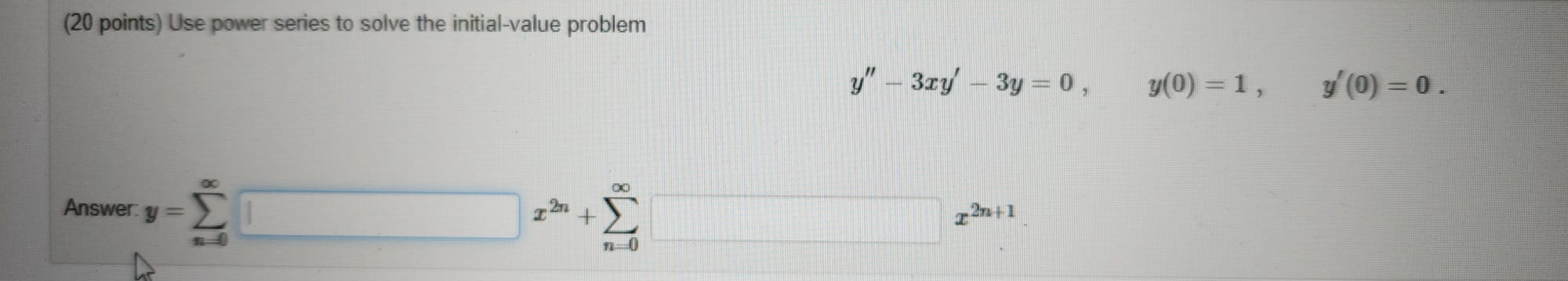 Solved ( 20 ﻿points) ﻿Use power series to solve the | Chegg.com