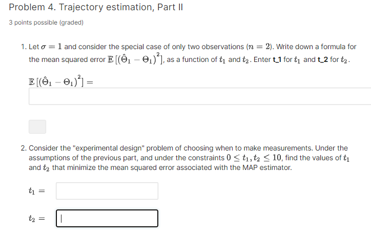Solved Problem 4. ﻿Trajectory estimation, Part II3 ﻿points | Chegg.com