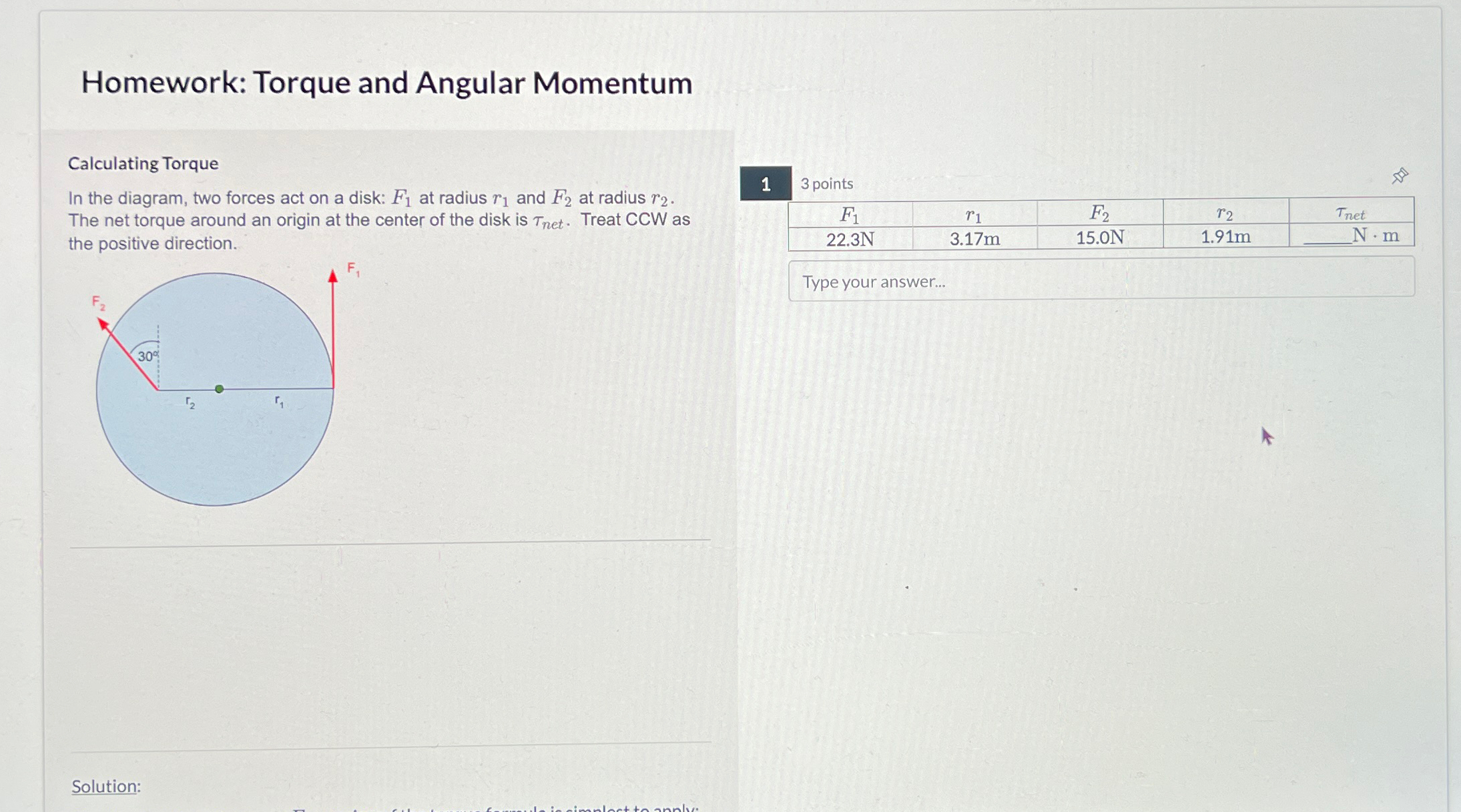 Solved Homework: Torque and Angular MomentumCalculating | Chegg.com