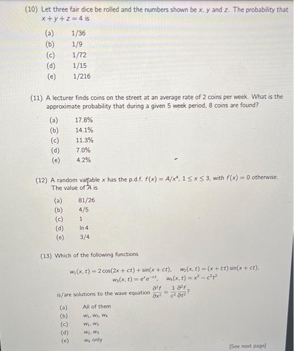 Solved (10) Let three fair dice be rolled and the numbers | Chegg.com