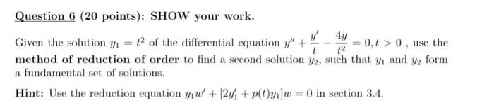 Solved Question 6 (20 points): SHOW your work. Given the | Chegg.com
