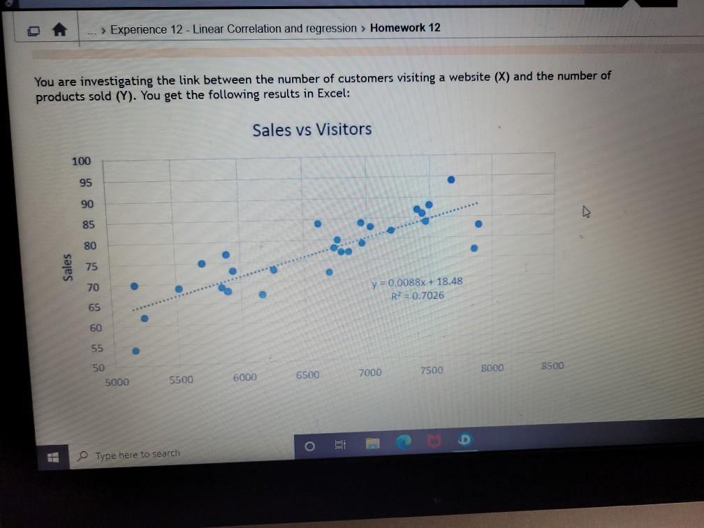 Solved > Experience 12 - Linear Correlation and regression > | Chegg.com