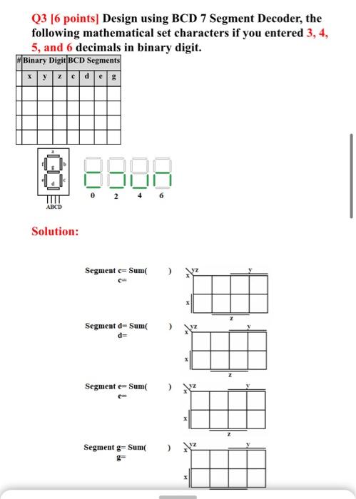 Solved Q3 16 points] Design using BCD 7 Segment Decoder, the | Chegg.com