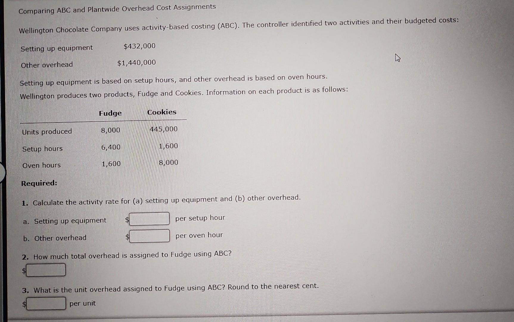 Solved Comparing ABC and Plantwide Overhead Cost Assignments | Chegg.com